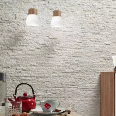 Kentish White Feature Wall Using White Mortar Stone Cladding Tiles